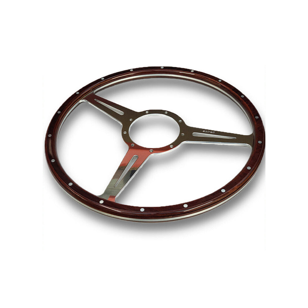 15" Astrali Classic Flat Woodrim Steering Wheel With Slots – BB Classics