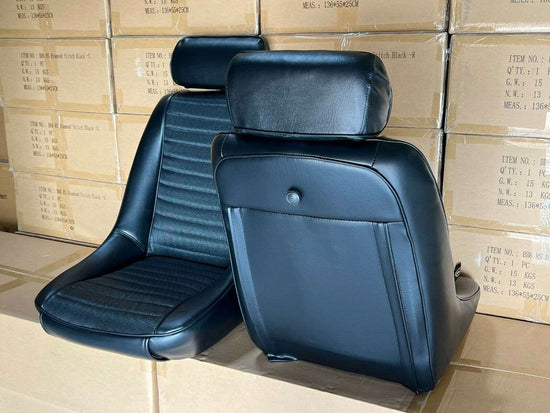 Pair BB1 Clubsport Classic Bucket Seats with Headrests + Universal Run ...